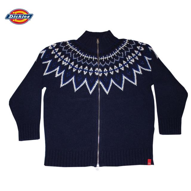 Dickies(ディッキーズ) 求心柄スタンドカラーL/S-ZIP UPカーディガン　ネイビー Mサイズ