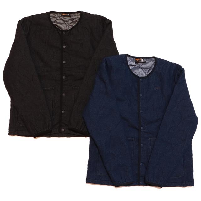 ROKX ロックス RXMF244010 デニムキルトカーディガン ミドルレイヤージャケット カーディガン ジャケット アウター ミドルレイヤー デニム生地 防風 保温 ユニセックス　メーカー希望価格21,780円の品