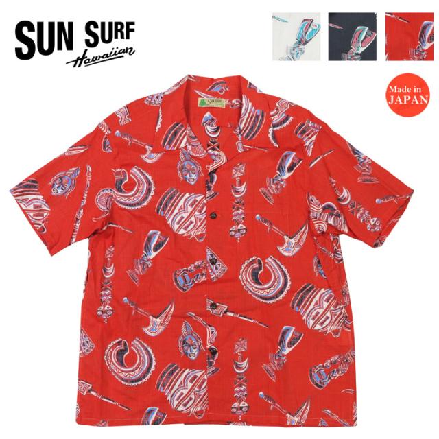 サンサーフ SUN SURF 半袖 コットン/リネン オープンカラーシャツ 「NATIVE MASK」 ハワイアンシャツ アロハシャツ SS39502