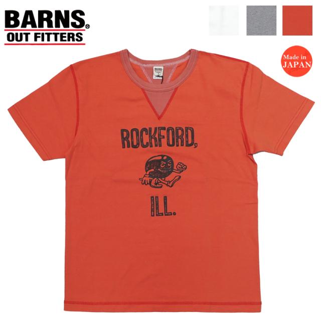 バーンズ BARNS プリント Ｔシャツ 半袖 4本針縫い クルーネック ユニオンスペシャル フラットシーマー 吊り編み 丸胴 BR-23214