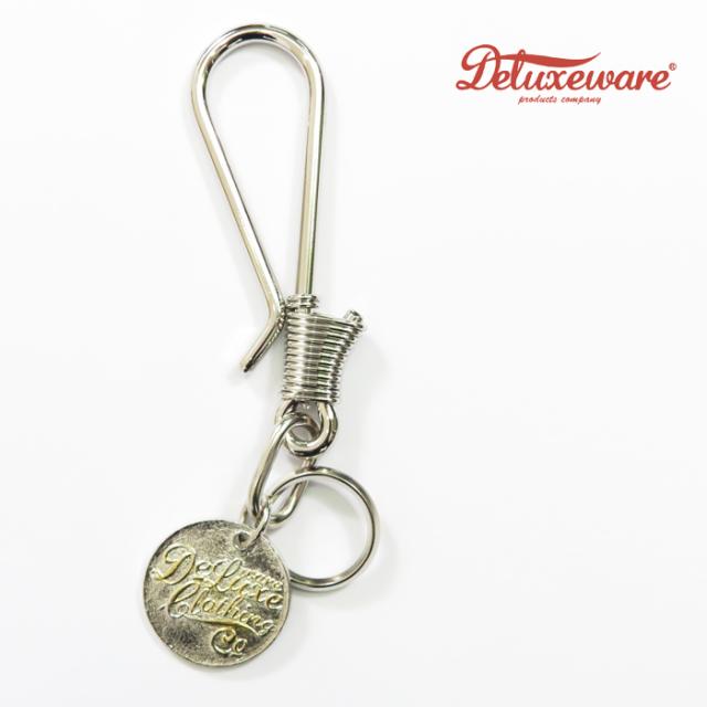 デラックスウェア DELUXEWARE 手彫り K18金刺し ロゴプレート キーフック 真鍮/銀 DLF-003