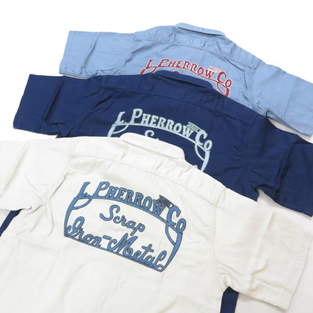 フェローズ PHERROW'S 半袖 カスタムワークシャツ ワッペン/刺繍