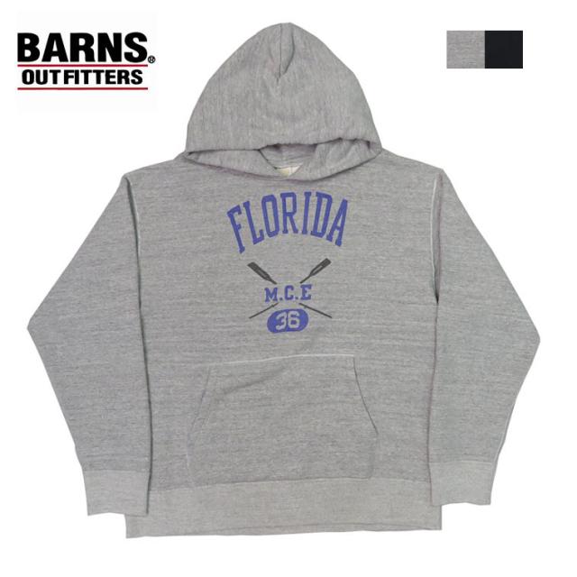 バーンズ BARNS フラットシーマー 吊り編み プルオーバー スウェット パーカー プリント FLORIDA BR-23383