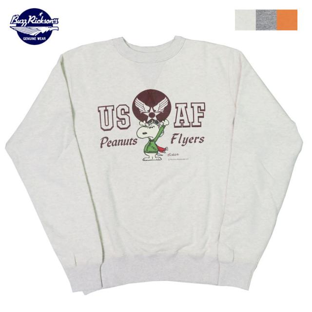 バズリクソンズ BUZZ RICKSON'S 長袖 セットイン クルーネック スウェット プリント BUZZ×PEANUTS BR69272