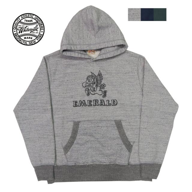 WHITESVILLE ホワイツビル ヘビーウェイト プルオーバー スウェット パーカー プリント EMERALD 針抜きリブ フラットシーマー WV69253