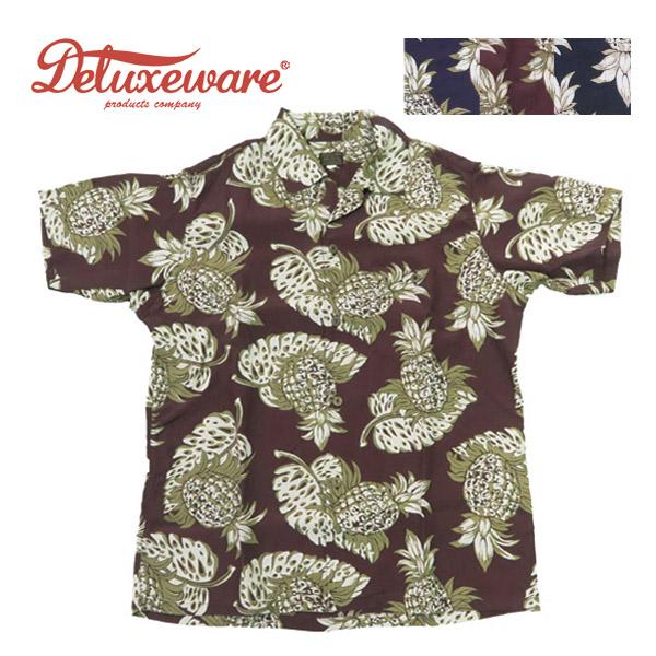 デラックスウェア DELUXEWARE 半袖 レーヨン アロハシャツ ハワイアンシャツ「50s PINE REEF」AL-18S