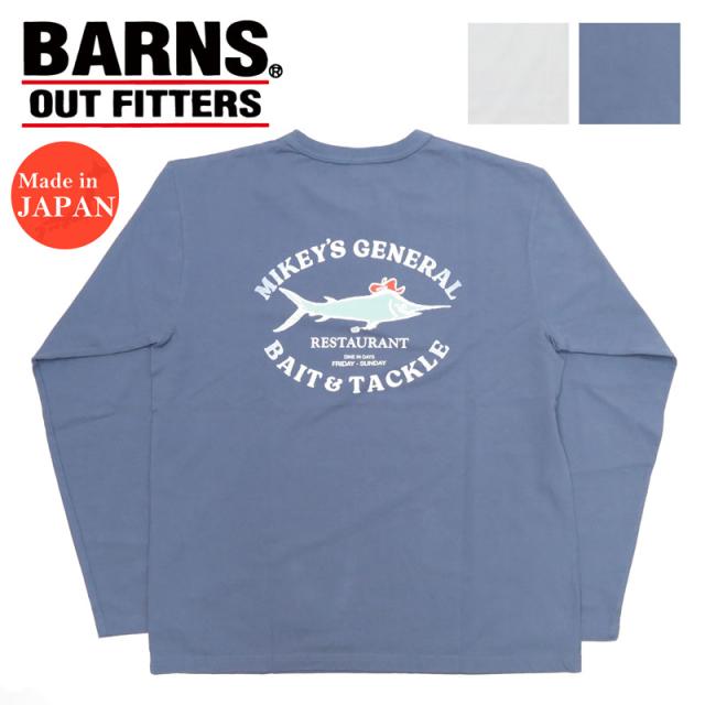 バーンズ BARNS 長袖 タフネック プリント Ｔシャツ ”Mikey's Generals” BR-24327