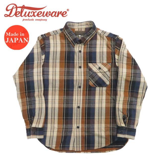 デラックスウェア DELUXEWARE 長袖 ヘビーネル シャツ チェック ”ORANGE CHECK” HV-53