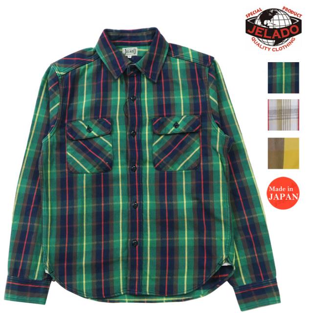 JELADO ジェラード 長袖 フランネル シャツ ショート丈 サイズS~XL Unionworkers  Shirt Short チェック柄 JP02125
