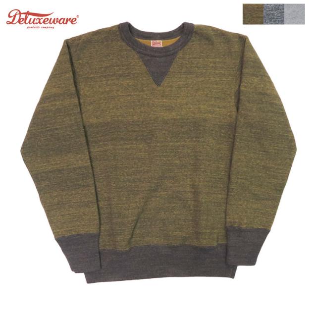 デラックスウェア DELUXEWARE クルーネック スウェット ロゴ アート杢シリーズ ユニオンスペシャル 裏起毛 S100-00