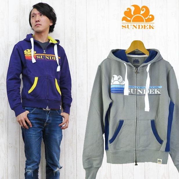 SUNDEK サンデッキ ヒビ割れプリントジップアップパーカー m930jhf1300