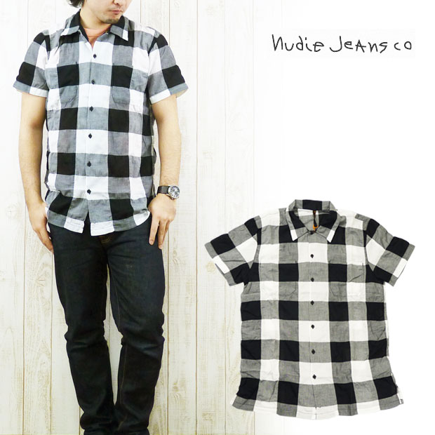 ヌーディージーンズ NUDIE JEANS ビッグチェック柄半袖ワークシャツ FELIX