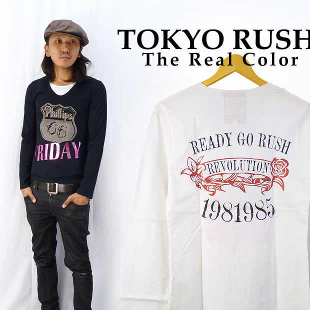 TOKYO RUSH The Real Color 箔押し長袖 Ｔシャツ FRYDAY