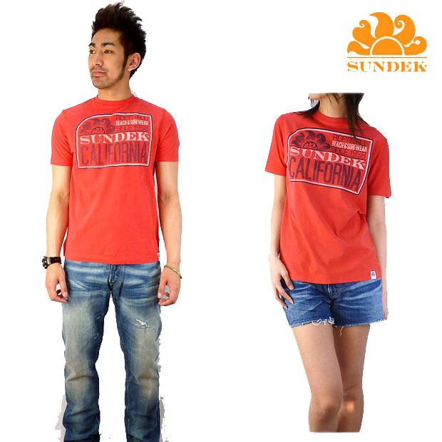 SUNDEK サンデッキ かすれプリント半袖Tシャツ