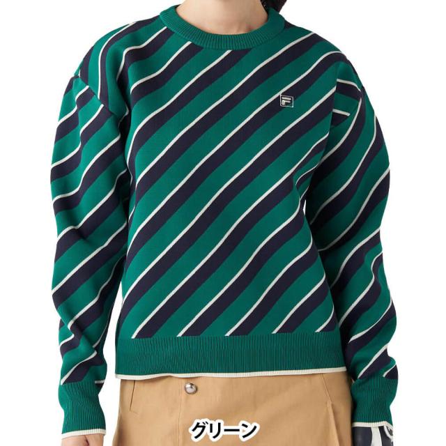 ゴルフウェア フィラ レディース 総柄 長袖 クルーネック セーター 795