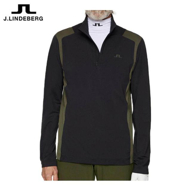 ゴルフウェア　Jリンドバーグ メンズ ショルダーブリッジ ハーフジップ 長袖 ミッドレイヤー 071-34910 019 ブラック [2025年秋冬モデル]