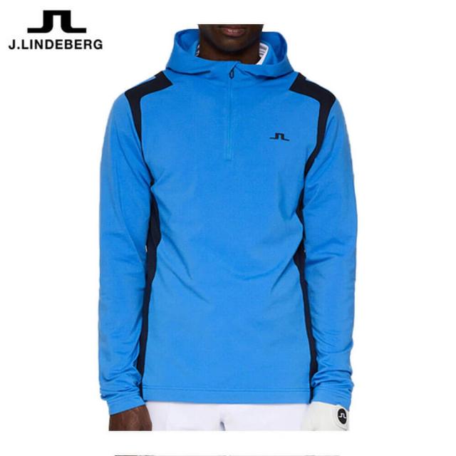 ゴルフウェア　Jリンドバーグ メンズ フード付き ハーフジップ 長袖 ミッドレイヤー 071-34923 094 ターコイズ [2025年秋冬モデル]