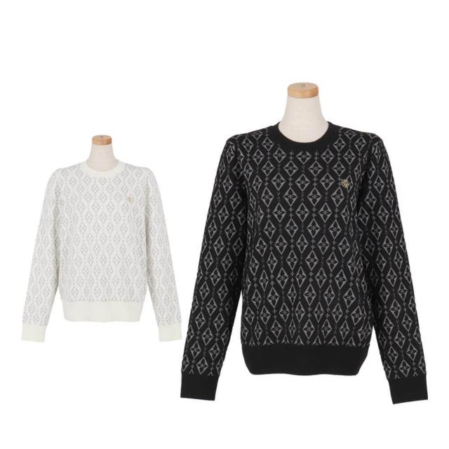 ゴルフウェア　セントアンドリュース レディース ダイヤロゴジャガード 長袖 クルーネック ニット プルオーバー 043-5270154 [2025年秋冬モデル]