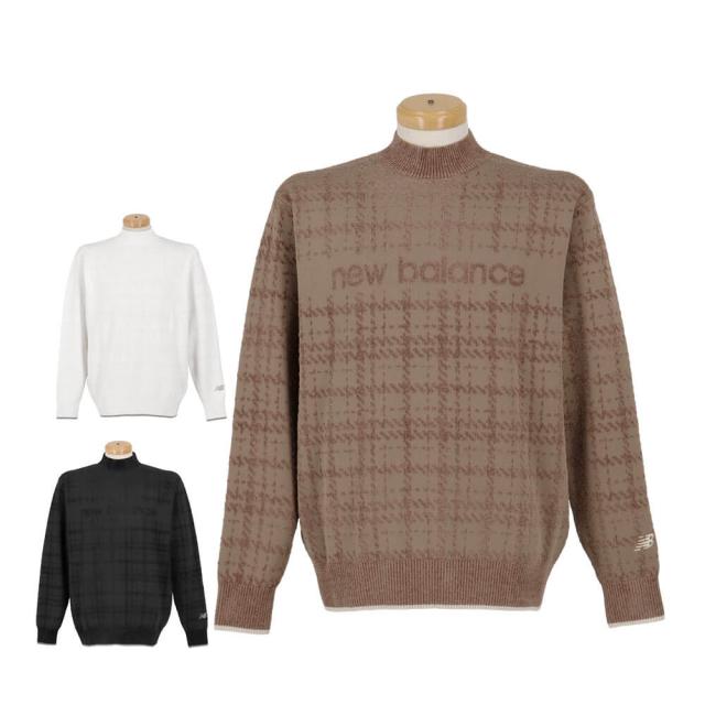 ゴルフウェア　ニューバランス メンズ グレンチェック柄 長袖 モックネック ニット プルオーバー 012-5270007 [2025年秋冬モデル]