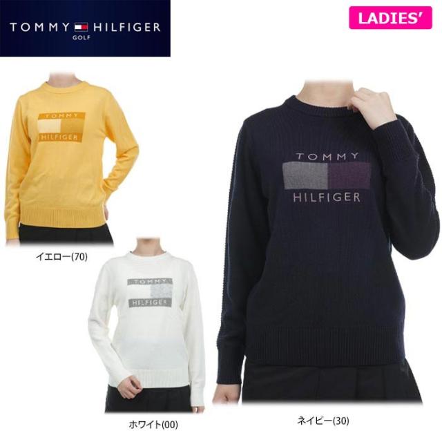 [46％OFF] トミー ヒルフィガー ゴルフ　レディース シャドーフラッグロゴ 編地切替 バックスリット 長袖 クルーネック セーター THLA347 [2023年秋冬モデル]