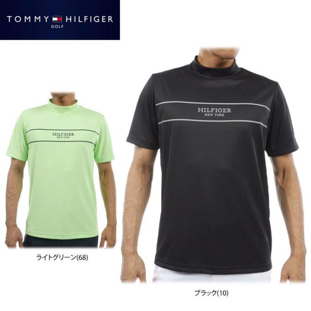 [30％OFF] トミー ヒルフィガー ゴルフ　メンズ ロゴプリント ラインデザイン ストレッチ 半袖 モックネックシャツ THMA420 [2024年春夏モデル]