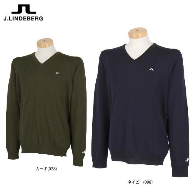 [50％OFF] ゴルフウェア　Jリンドバーグ メンズ ロゴ刺繍 長袖 Vネック セーター 071-12910 [2024年秋冬モデル]