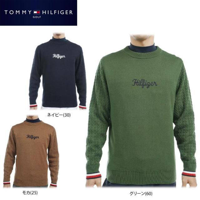 [30％OFF] トミー ヒルフィガー ゴルフ　メンズ ロゴデザイン 編地切替 長袖 クルーネック セーター THMA461 [2024年秋冬モデル]