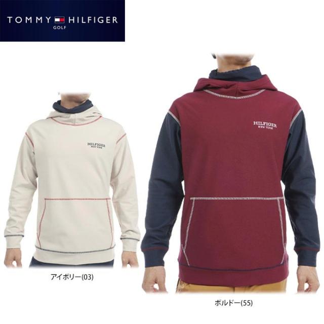 [30％OFF] トミー ヒルフィガー ゴルフ　メンズ ロゴ刺繍 裏微起毛 ストレッチ 長袖 ネックウォーマー付き スウェット フーディー THMA469 [2024年秋冬モデル]