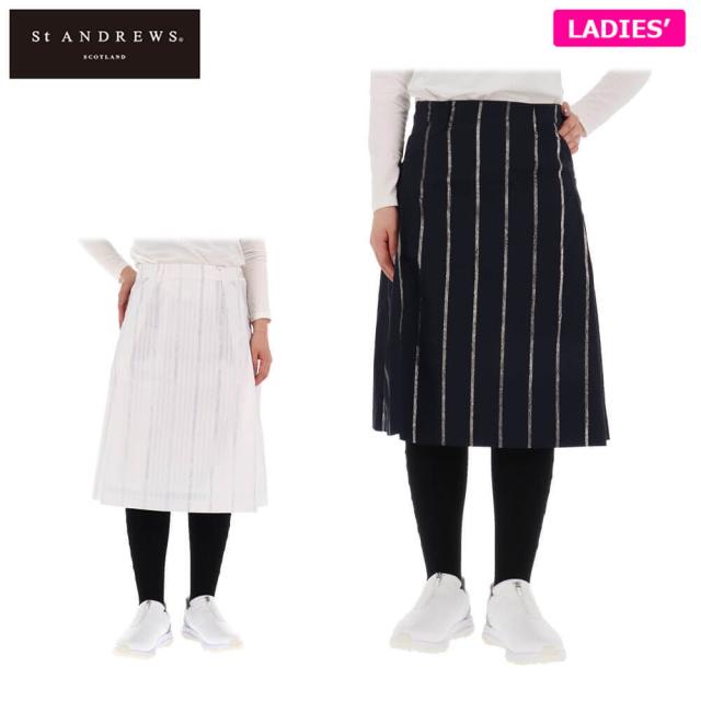 [75％OFF] ゴルフウェア　セントアンドリュース レディース ラメストライプ スカート 043-1234902