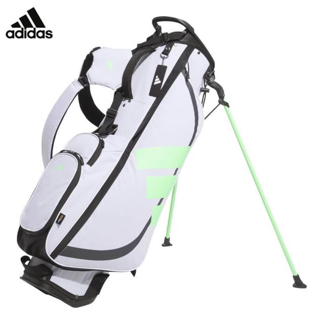 アディダス　メンズ アディゼロ 軽量 コンパクト スタンドバッグ キャディバッグ KVH36 JM3034 ホワイト/ライム [2025年モデル]