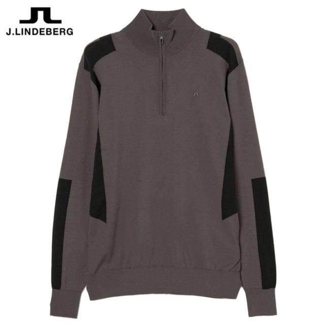 ゴルフウェア　Jリンドバーグ メンズ ケンドリック 長袖 ニット ハーフジップ セーター 071-14915 018 チャコール [2025年秋冬モデル]