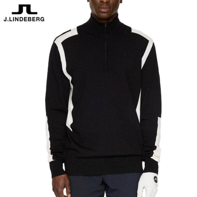 ゴルフウェア　Jリンドバーグ メンズ ケンドリック 長袖 ニット ハーフジップ セーター 071-14915 019 ブラック [2025年秋冬モデル]