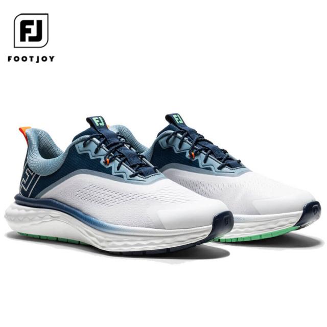 ゴルフシューズ　フットジョイ メンズ FJ QUANTUM LACED クオンタム レース スパイクレス 57041 ホワイト/ネイビー/グリーン [2025年モデル]