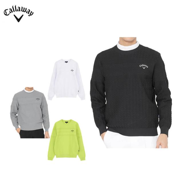 [30％OFF] ゴルフウェア　キャロウェイ メンズ ガーター編み 長袖 クルーネック セーター C25218100 [2025年秋冬モデル]