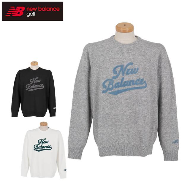 ゴルフウェア　ニューバランス メンズ 天竺編×ロゴニードルパンチ 長袖 クルーネック ニット セーター 012-5270006 [2025年秋冬モデル]