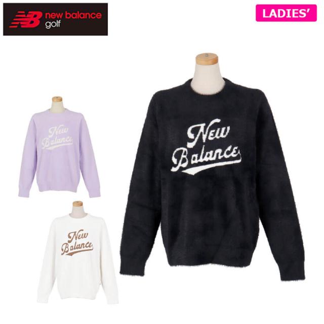 ゴルフウェア　ニューバランス レディース 天竺編×ロゴダブルジャカード 長袖 クルーネック ニット セーター 012-5270504 [2025年秋冬モデル]