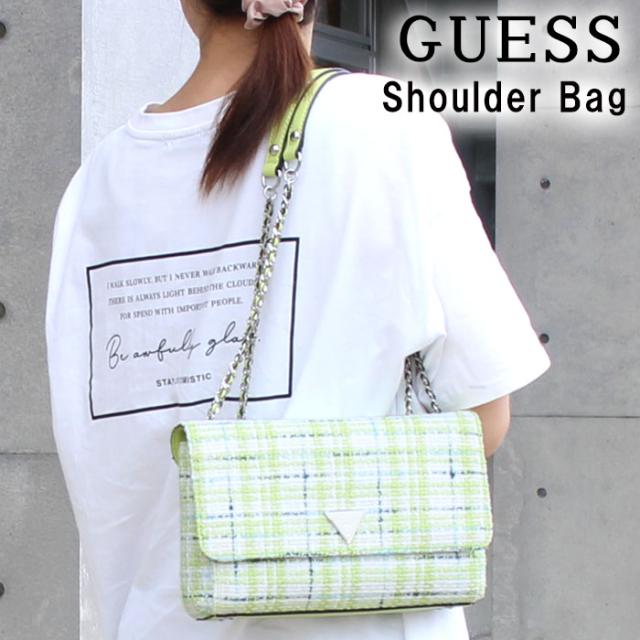 ゲス バッグ TL767921 LIME MULTI CESSILY ツイード チェーンバッグ 2way ショルダーバッグ トートバッグ バック GUESS ab-452900