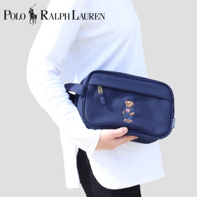 ポロ ラルフローレン ポーチ バッグ 9AR085 DOPP KIT ドップキット ベア刺繍 ネイビー POLO Ralph Lauren ab-60418