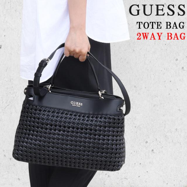 ゲス バッグ WG849006 BLACK SICILIA 編み込みデザイン 2Way トートバッグ バック GUESS ab-494400