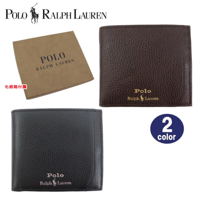 ポロ ラルフローレン 財布 折り財布 405963225 001 002 ロゴ 牛革 型押しレザー 二つ折り ab-60877