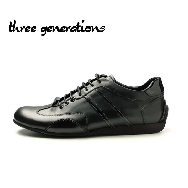 threegenerations スリージェネレーションズ レザースニーカー 2423-221 black×black ペダリングソールモデル ドライビング スマート 3gs メンズ スマート 本革 カジュアル