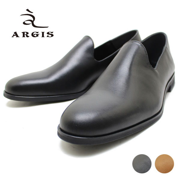 ARGIS アルジス 21110 スリッポン プレーントゥ ローファー カジュアルシューズ ビジネス メンズ レザー 本革 ニッポンメイド 日本製 ブラック ブラウン 2WAY仕様