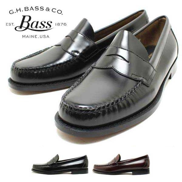 G.H.BASS ジーエイチバス 11035H LOGAN ビジネスシューズ ローファー ブラック ワイン 仕事用 本革 制服用 学生 メンズ