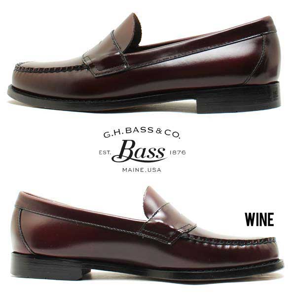 G.H.BASS ジーエイチバス 11035H LOGAN ビジネスシューズ ローファー ブラック ワイン 仕事用 本革 制服用 学生 メンズ