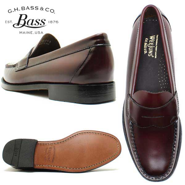 G.H.BASS ジーエイチバス 11035H LOGAN ビジネスシューズ ローファー ブラック ワイン 仕事用 本革 制服用 学生 メンズ