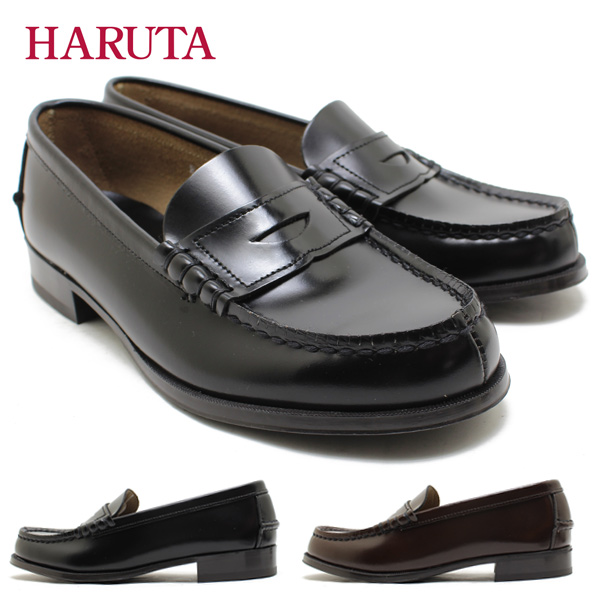 HARUTA ハルタ 定番レザーローファー 304 ブラック ブラウン 2E 本革 日本製 シンプル 通学 学生 普段 ローファーレディース
