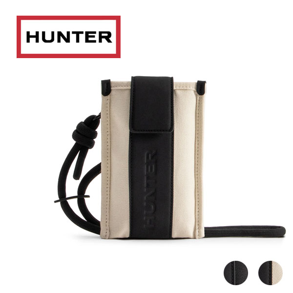 HUNTER ハンター リファインド スティッチ キャンバス フォンポーチ オーガニックコットン デイリー 旅行 カジュアル 撥水加工 ブラック ナチュラル UBX3712CAA