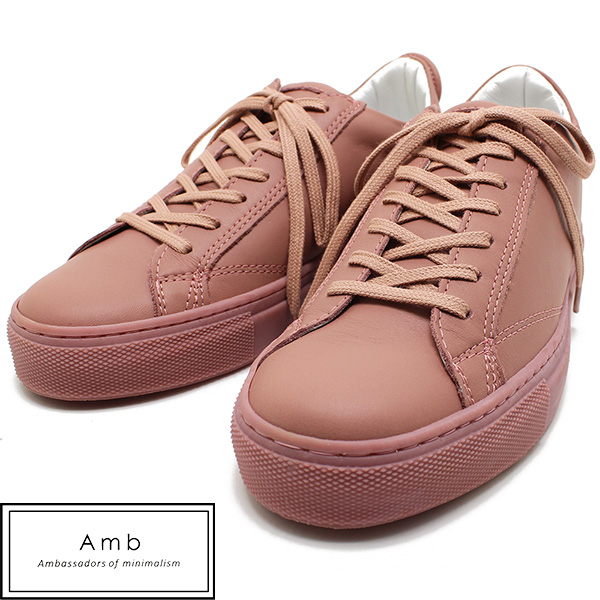 Amb Ambassadors of minimalism/アンバサダーズオブミニマリズム9838 レースアップスニーカー ピンク レディース/レザー/スニーカー/ポル
