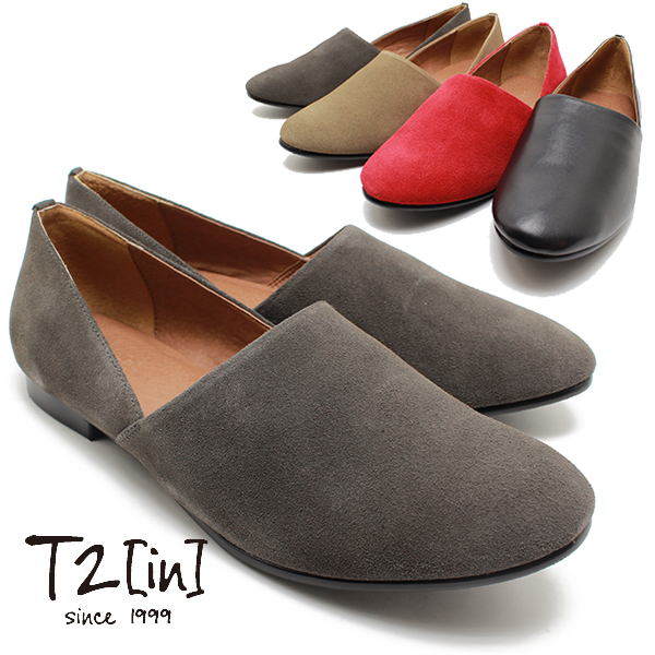 T2in スリッポンシューズ　スエード・レザー008t2　スリッポン ベージュ/グレイ/ブラック/レッド/本革/短靴/メンズ/男性用/ラッピング対