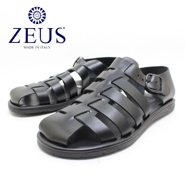 ZEUS ゼウス M743 イタリア製 本革 メンズ レザー サンダル ベルト ブラック ラバーソール